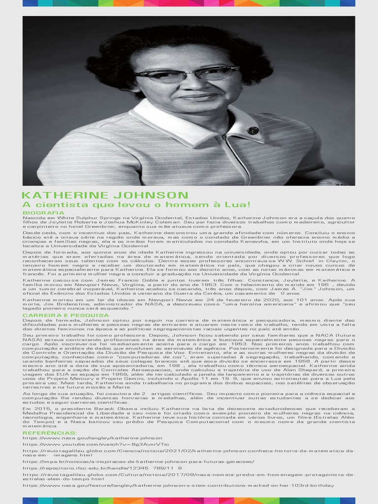 Katherine Johnson: A Cientista Que Levou o Homem À Lua! | PDF ...