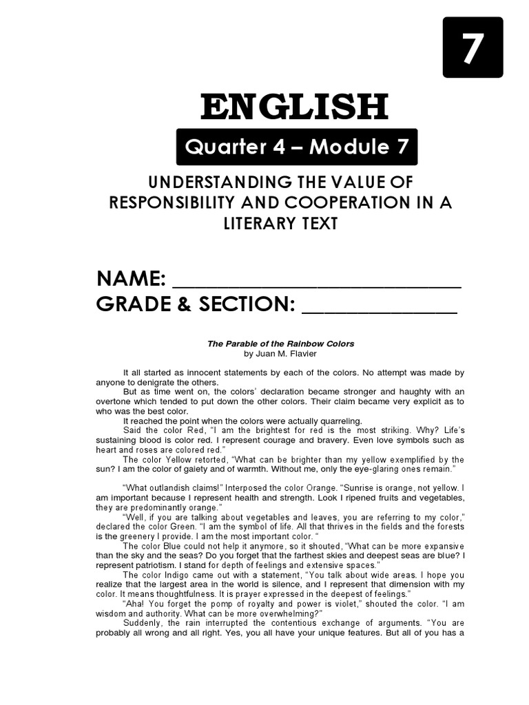 English: Quarter 4 - Module 7 | PDF | Essays | Paragraph