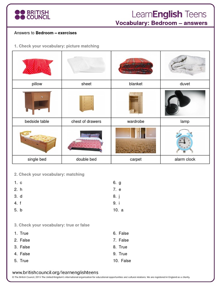 Bedroom - Answers | PDF