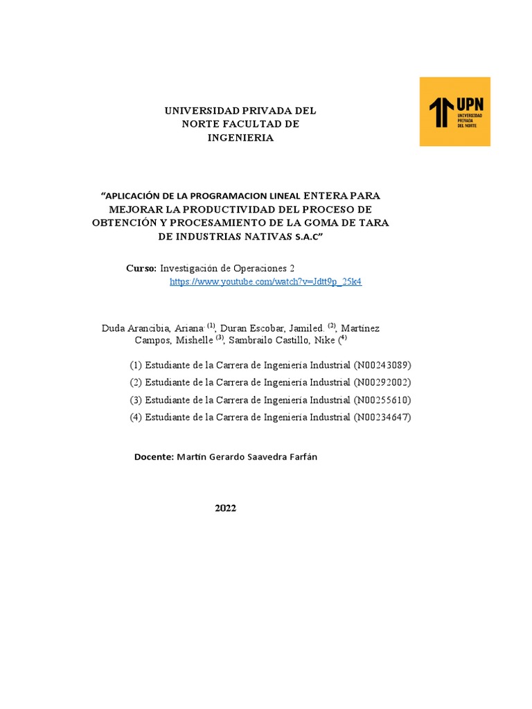 Trabajo Final Invope | PDF | Programación lineal