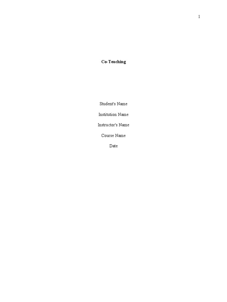 Co Teaching | PDF | Teachers | Lesson Plan