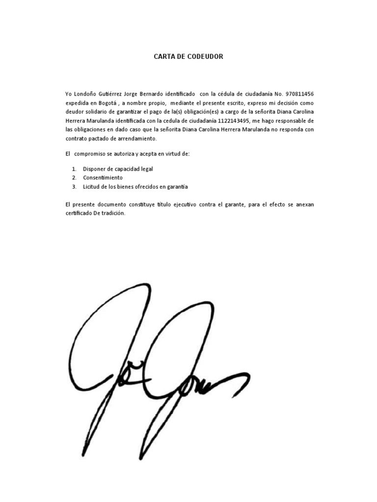 Carta de Codeudor | PDF