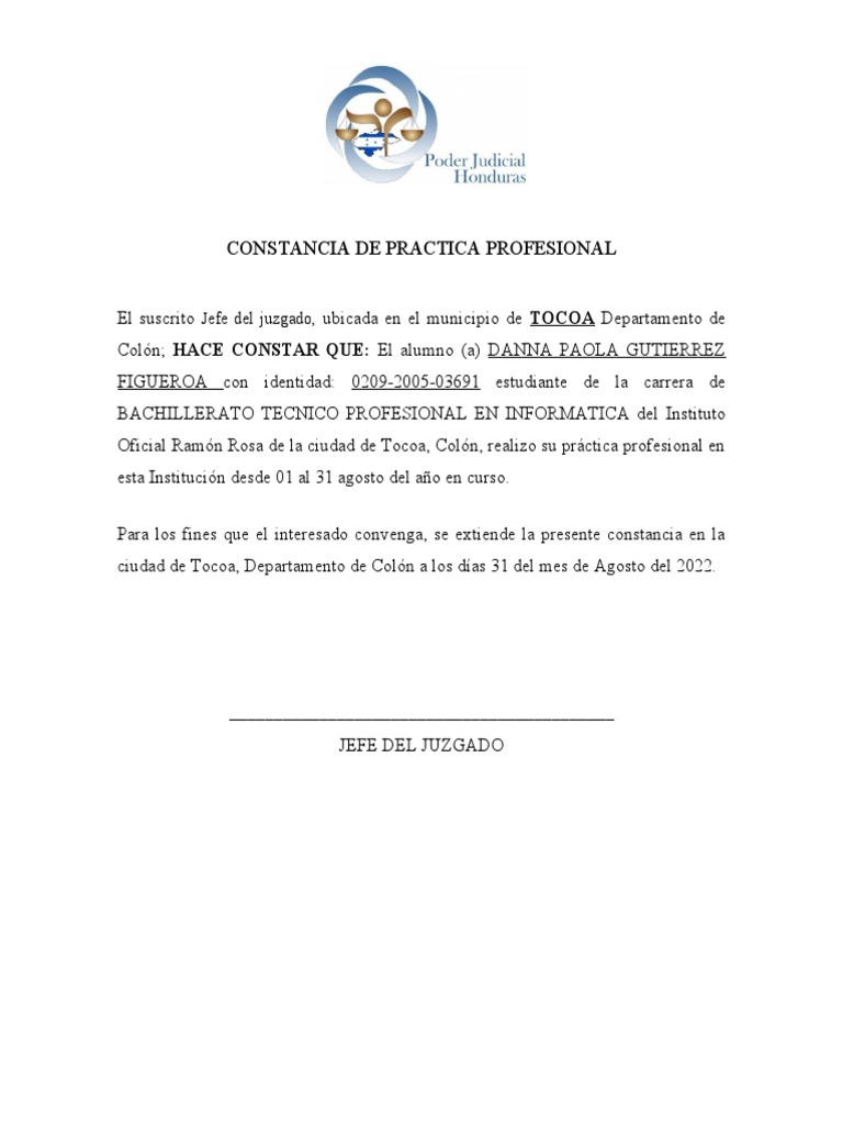 Constancia de Práctica Profesional | PDF