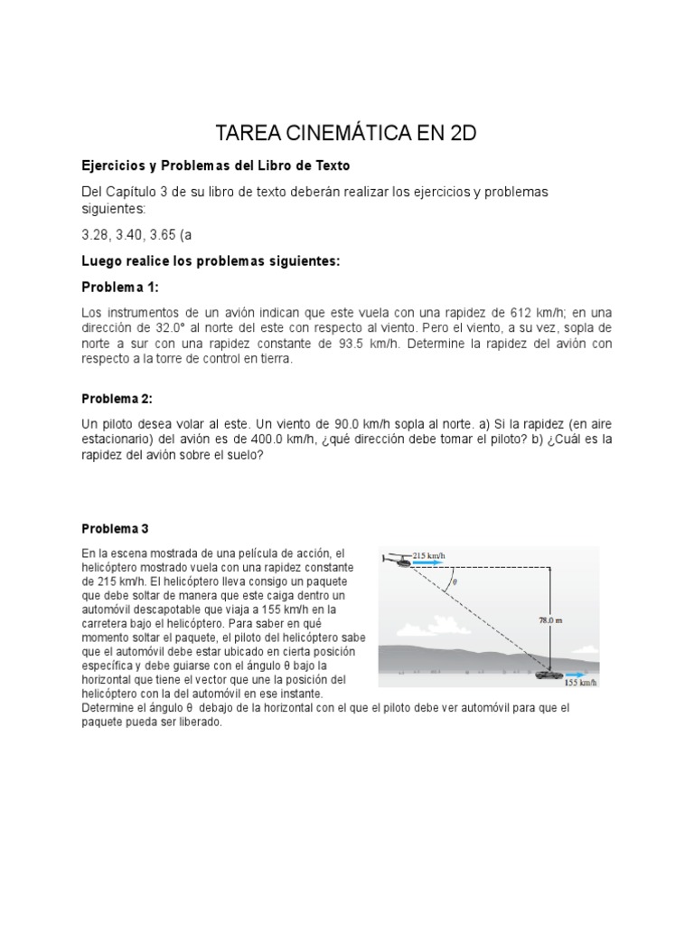 Tarea de Cinemática en 2D 2022 | Descargar gratis PDF | Velocidad | Helicóptero