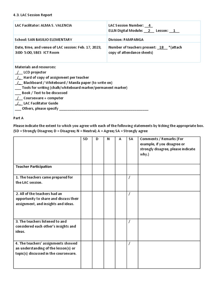 Lac Report m2l1 | PDF | Teachers | Learning