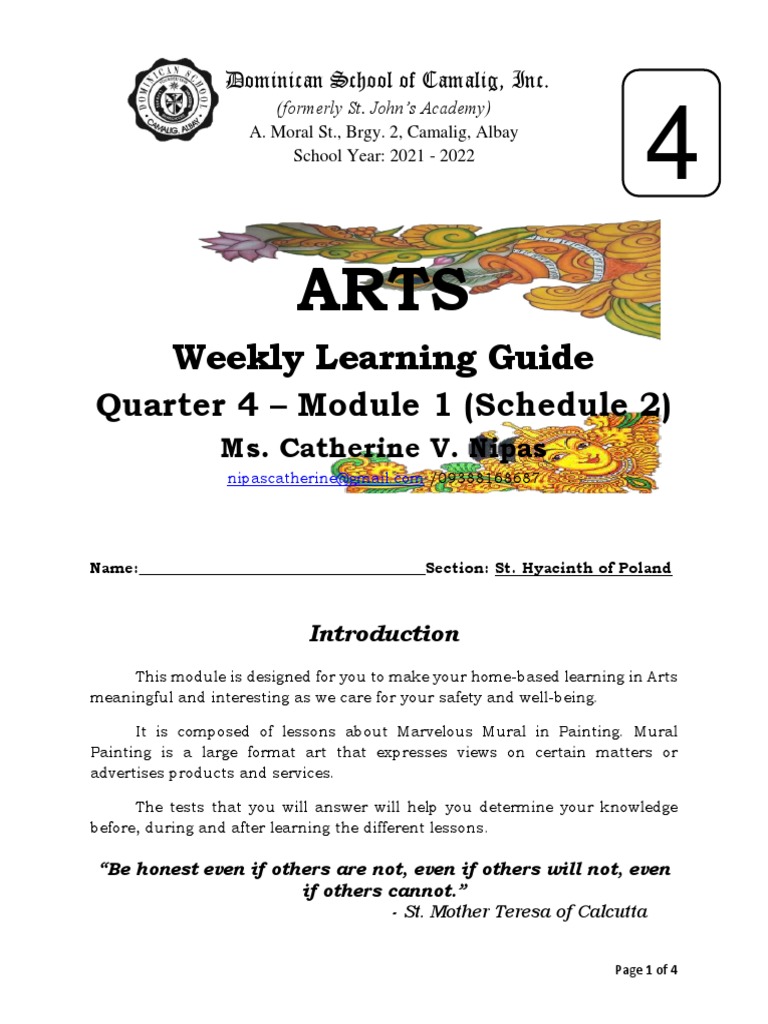 Weekly Learning Guide: Quarter 4 - Module 1 (Schedule 2) | PDF ...