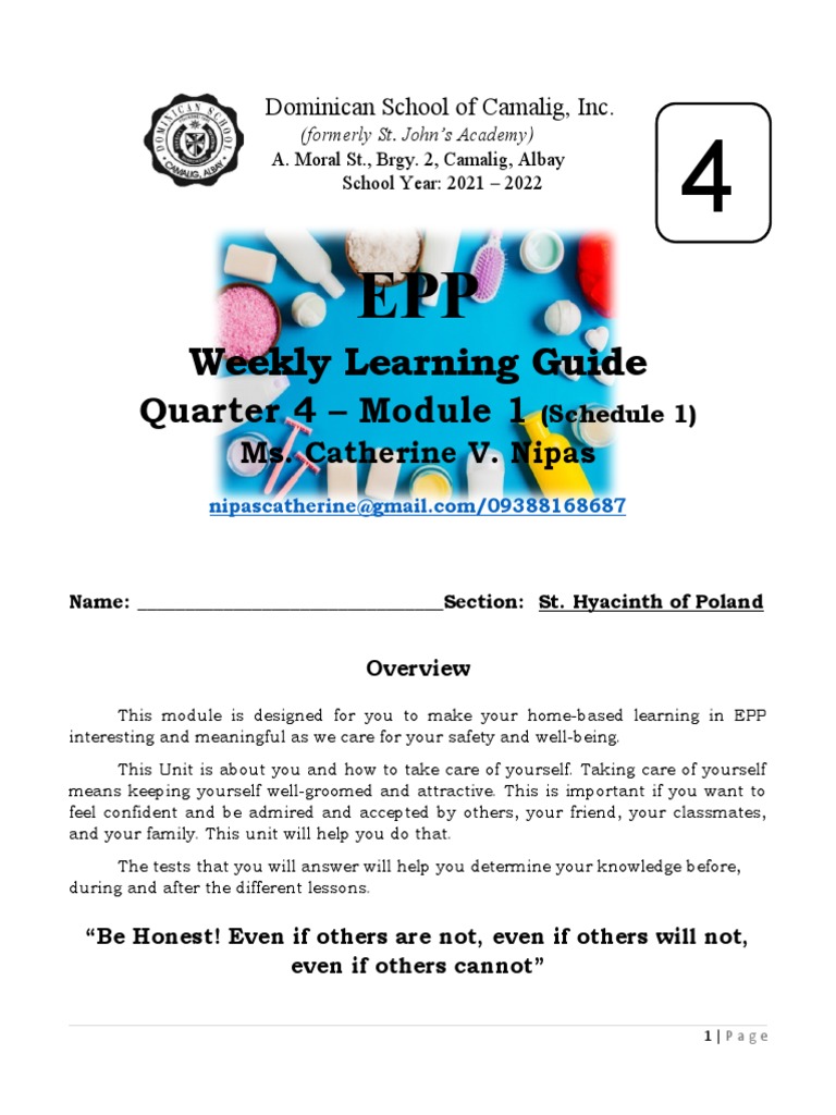 Weekly Learning Guide: Quarter 4 - Module 1 | PDF | Learning