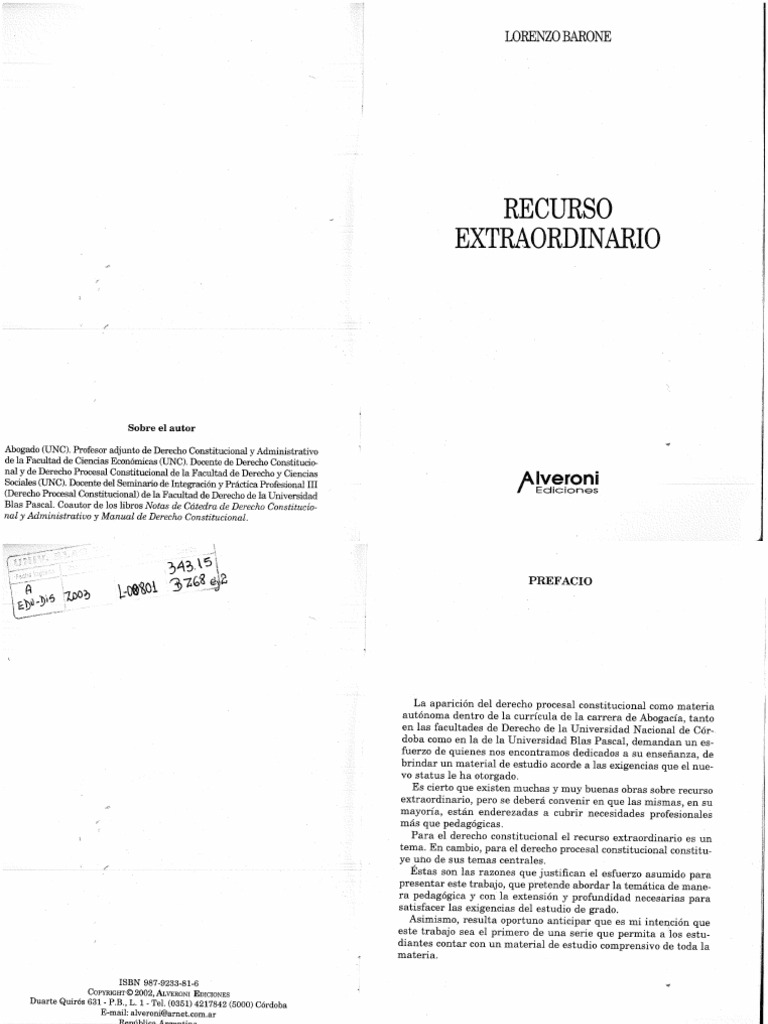 Recurso Extraordinario - Barone | PDF