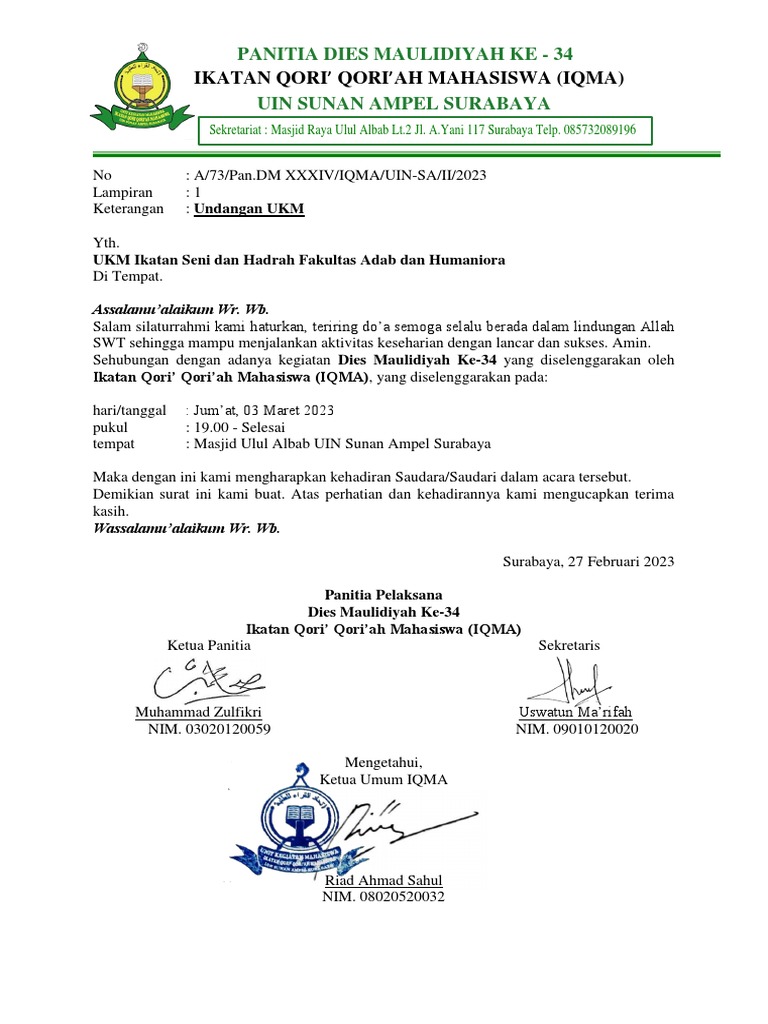 Undangan Fakultas Adab Dan Humaniora | PDF