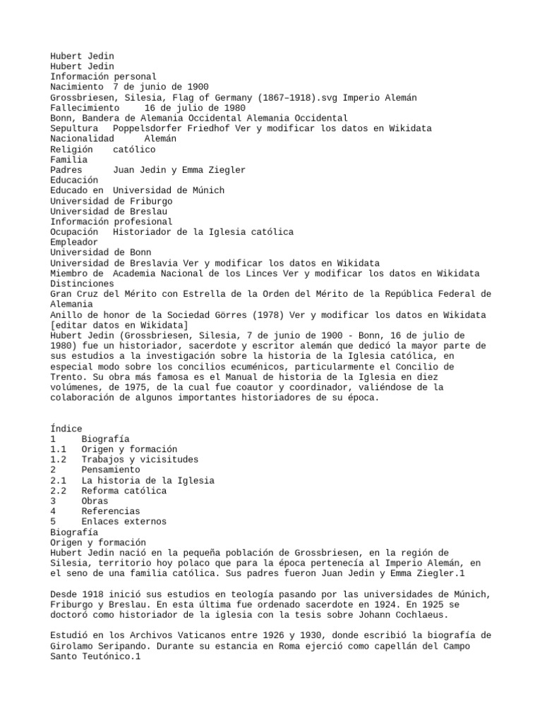 Hubert Jedin: Historiador de la Iglesia | PDF | Familias ...