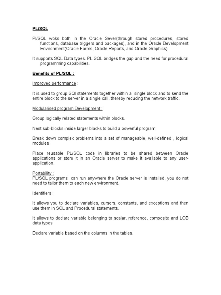PLSQL | PDF | Pl/Sql | Parameter (Computer Programming)