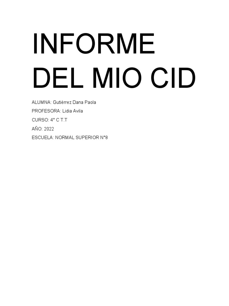 Informe Del Mio Cid | PDF