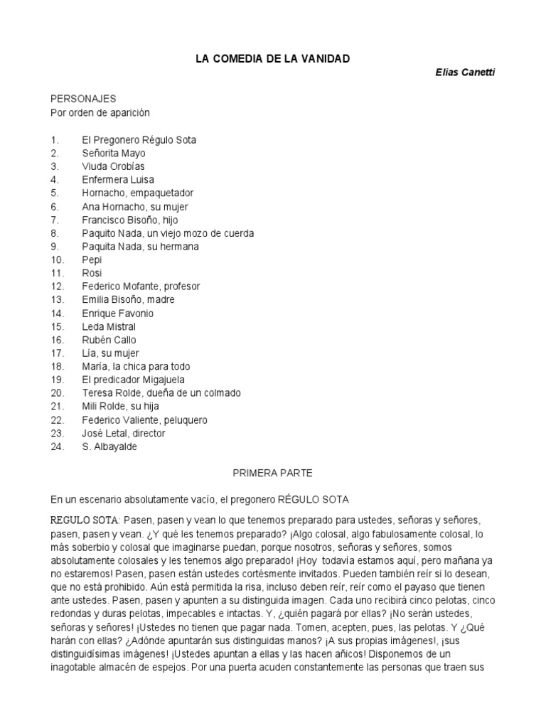 La Comedia de la Vanidad | PDF | Arte | Clásicos