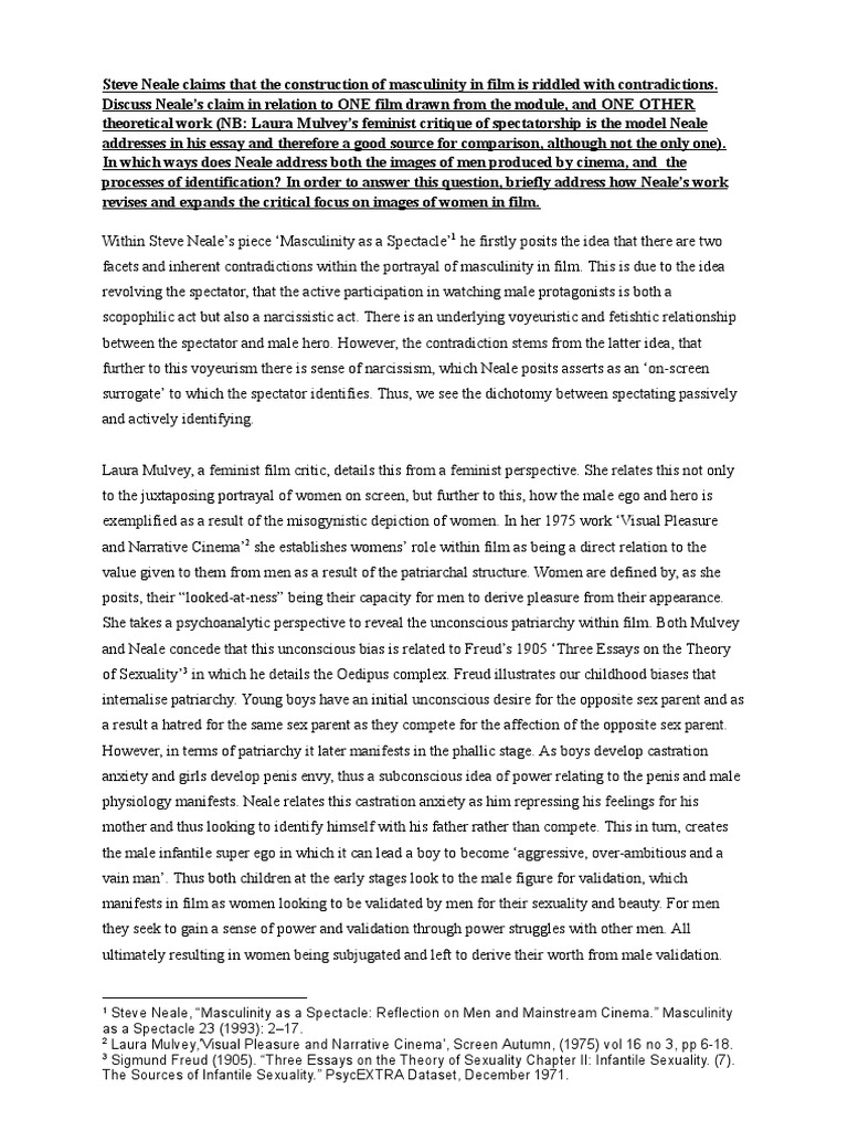 Steve Neale's Piece Masculinity As A Spectacle' Theory in Relation To ...