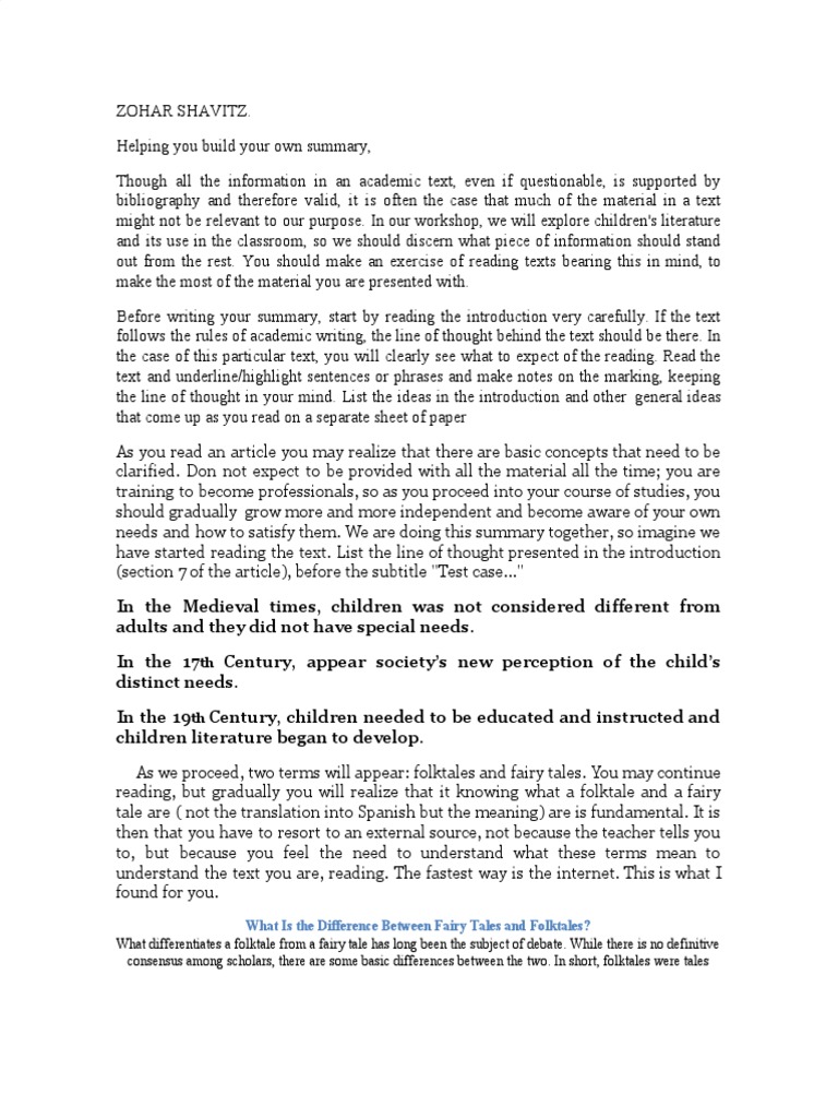 ZOHAR SHAVITZ. Reading Guide (1) ... | PDF | Fairy Tales | Little Red ...