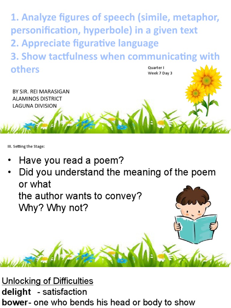 Analyze Figures of Speech (Simile, Metaphor, Personification, Hyperbole ...