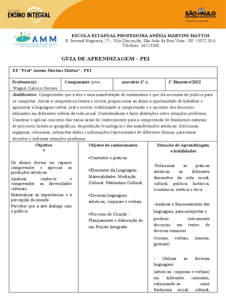 Guia de Aprendizagem - Pei | PDF | Aprendizado | Sociologia