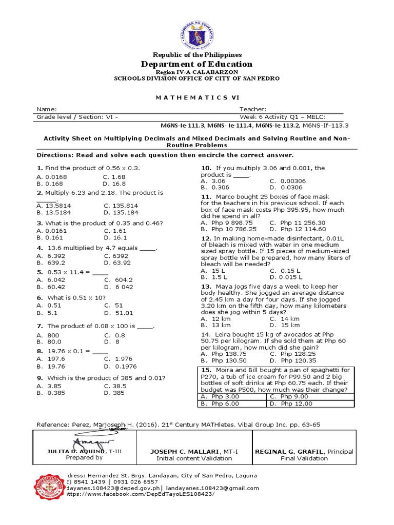 MATH-Activity Sheet | PDF