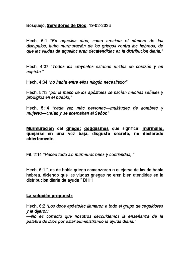 Bosquejo, Servidores de Dios, 19-02-2023 | PDF | Apóstol | Jesús