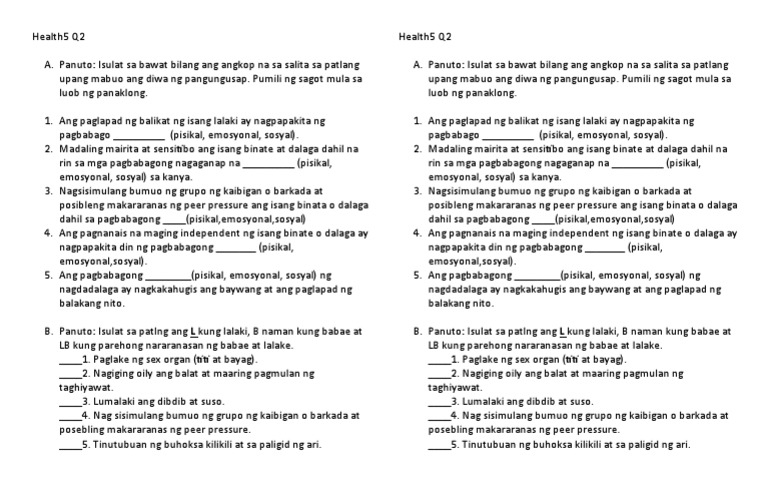 Health5 Q2 Activity Sheet | PDF