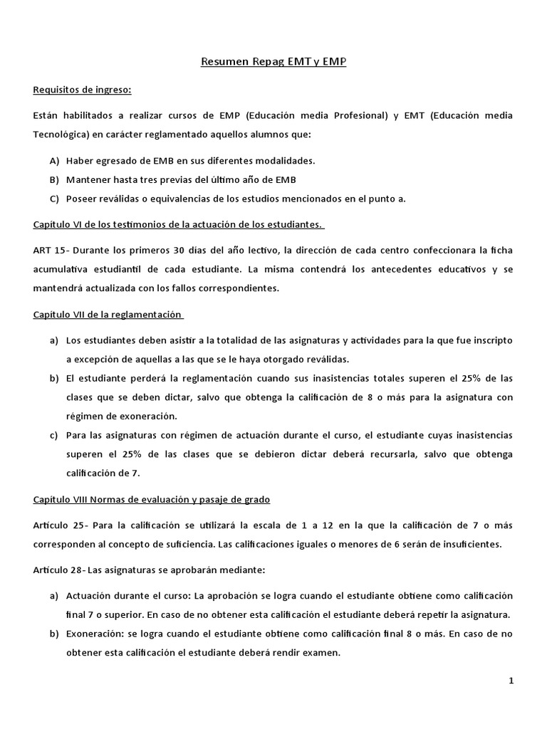 Resumen Repag EMT y EMP | PDF | Evaluación | Enseñando