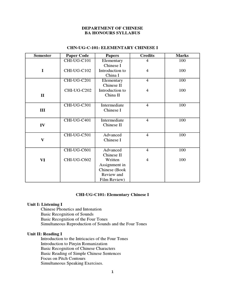 Chinese BA Honours Syllabus Guide | PDF | Chinese Philosophy | China