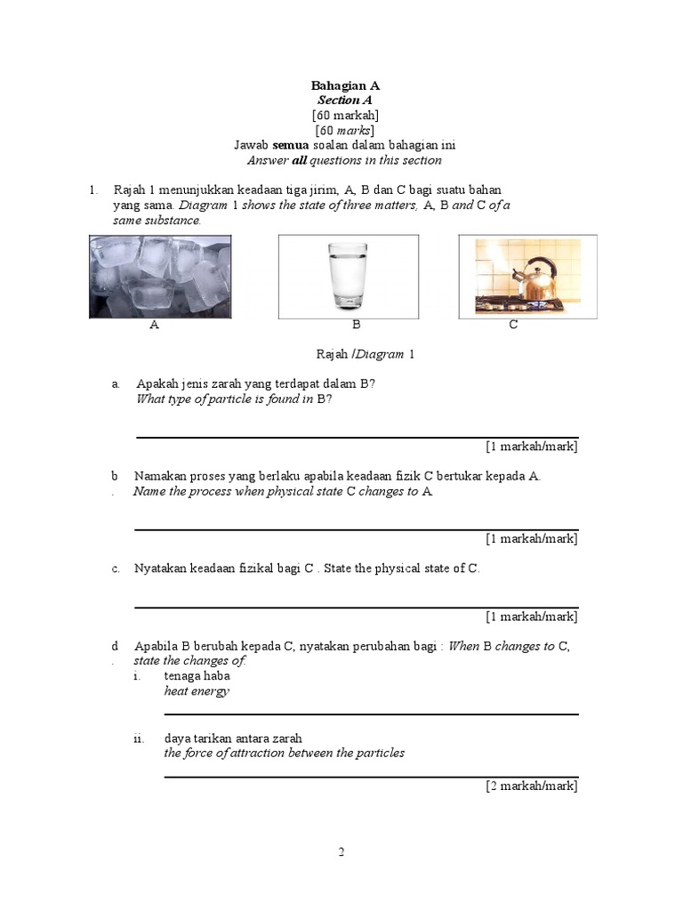 2021 Tingkatan 4 - Kimia - Kertas 2 - Soalan | PDF