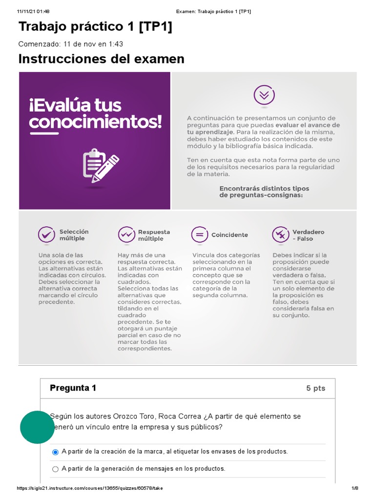 Examen - Trabajo Práctico 1 (TP1) Intento 1 90% | PDF | Publicidad | Marca