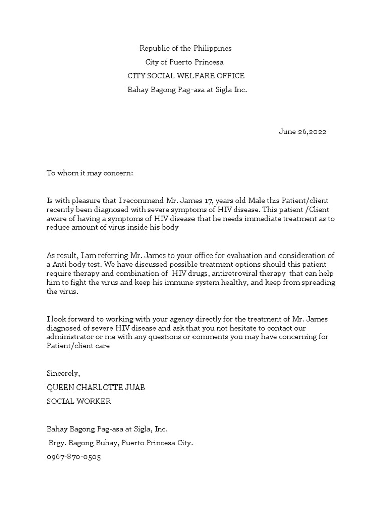 TEST 1 REFERRAL LETTER | PDF