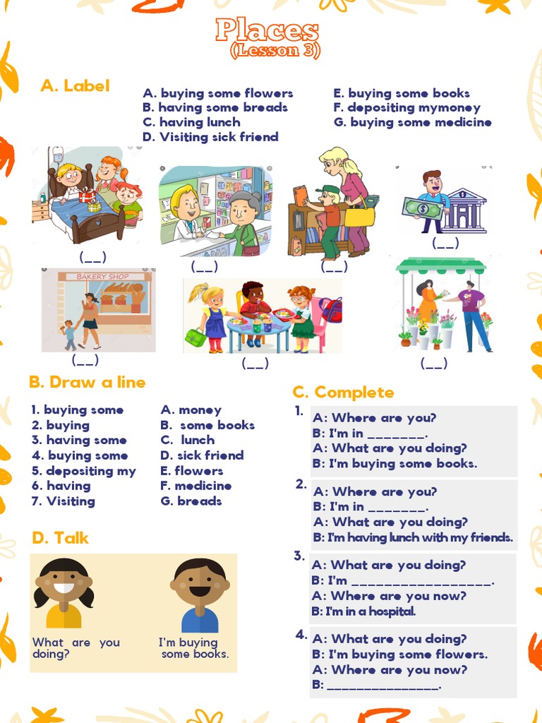 Places and Activities: A Lesson in Labeling Actions and Locations | PDF