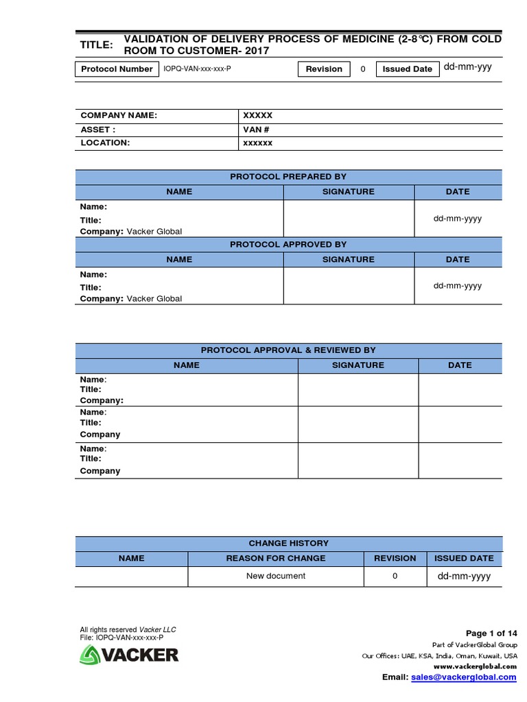 Validation Protocol For Distribution Vans | PDF | Specification ...