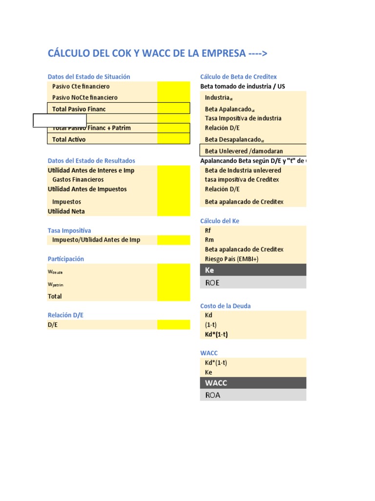 Plantilla WACC para Resolver en Clase | PDF