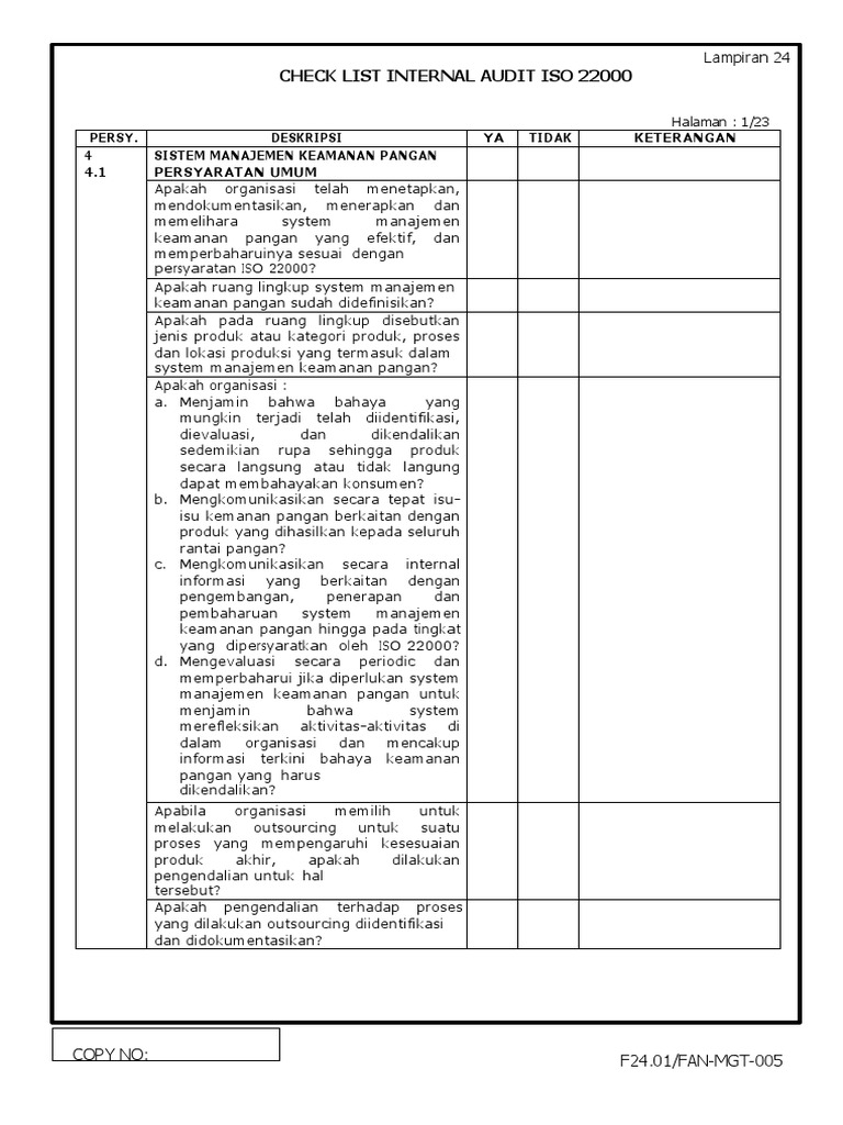 CHECK_LIST_INTERNAL_AUDIT_ISO_22000-dikonversi | PDF