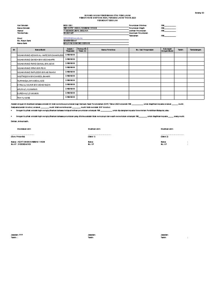 Borang B3 Bap 2023 | PDF
