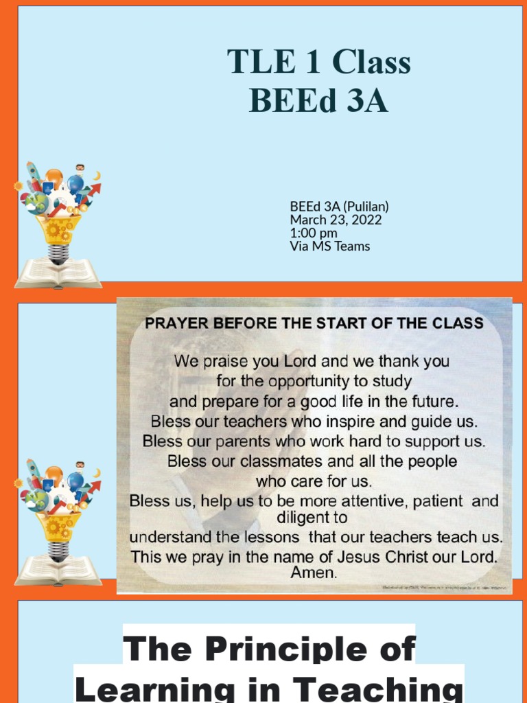 TLE 1 Class Covers Discovery Learning and Conditions of Learning | PDF ...