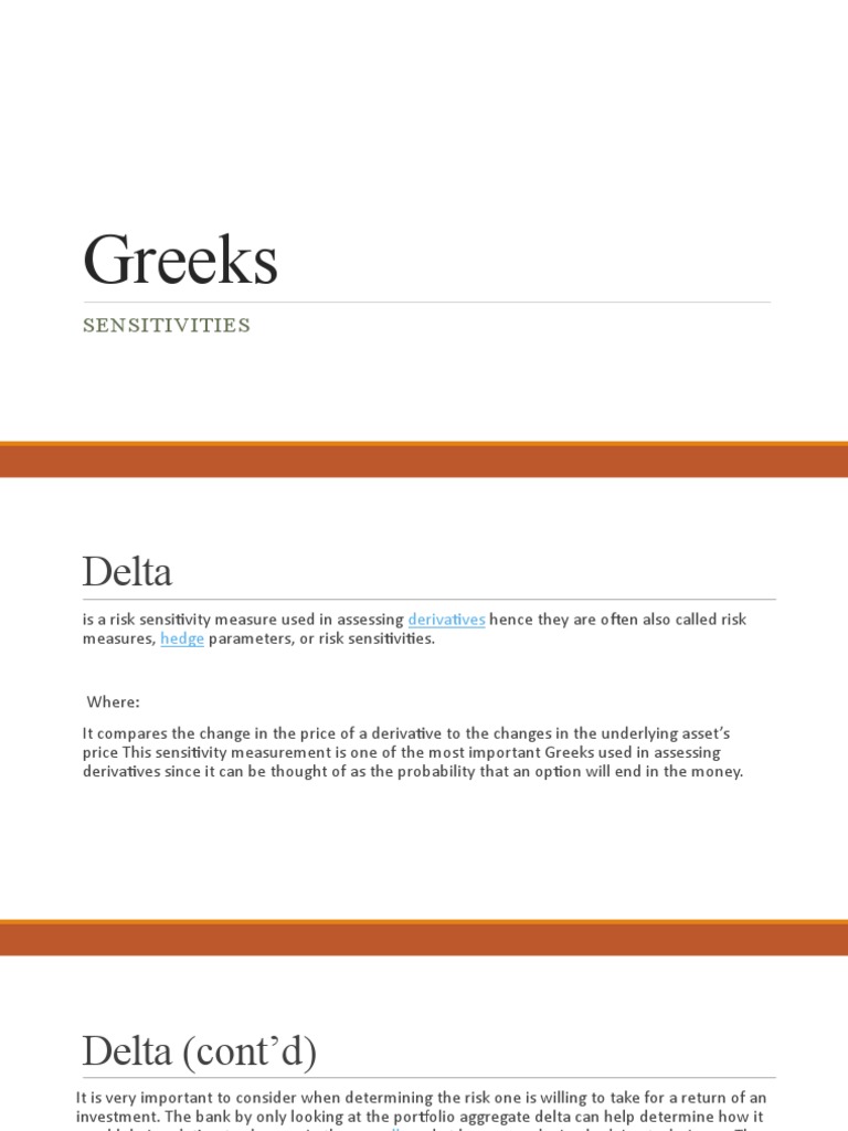 Greeks: Sensitivities | Download Free PDF | Greeks (Finance) | Option ...