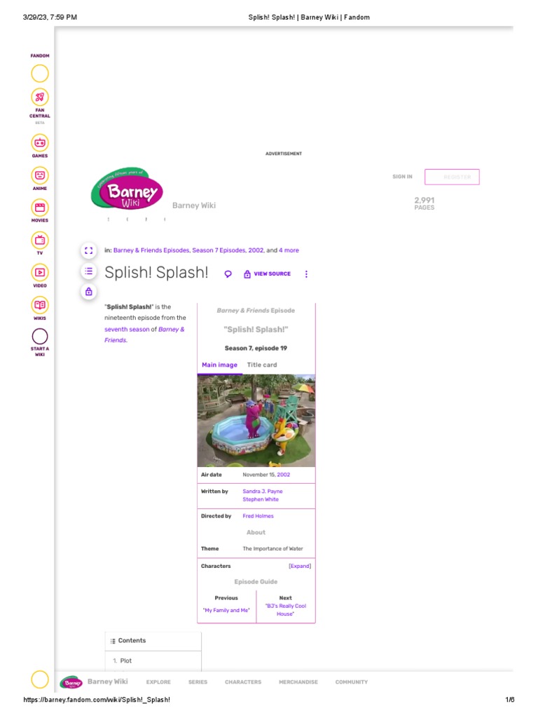 Barney's Splish! Splash! Episode Guide | PDF | Fandom