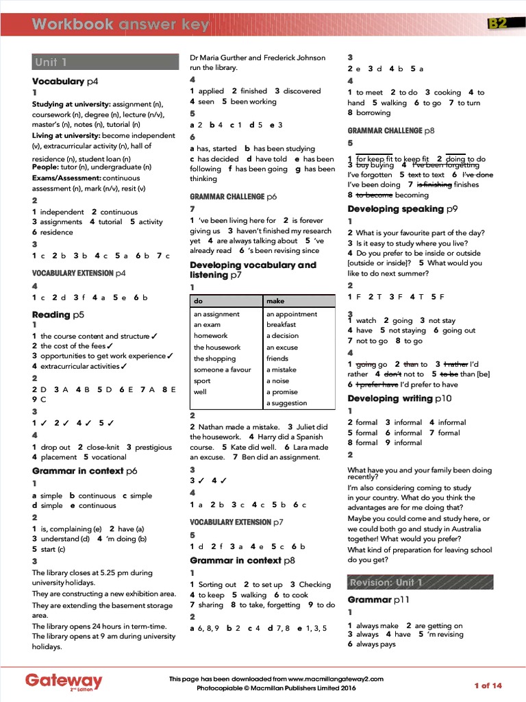 PDF b2 Workbook Answer Key - Compress | PDF