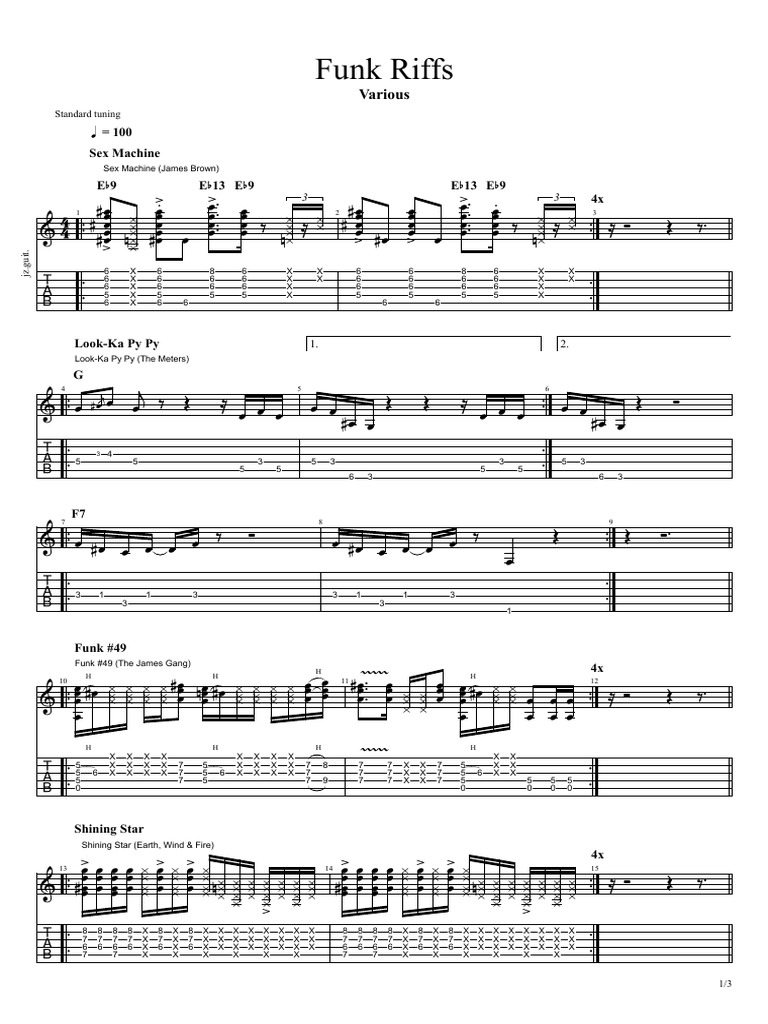 Classic Funk Riffs | PDF | Soul Music | African American Music