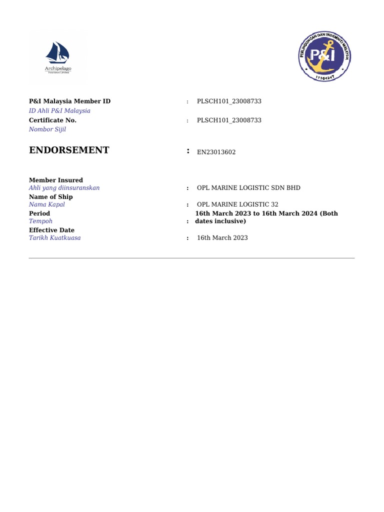 Opl 32 Endt | PDF | Insurance | Private Law