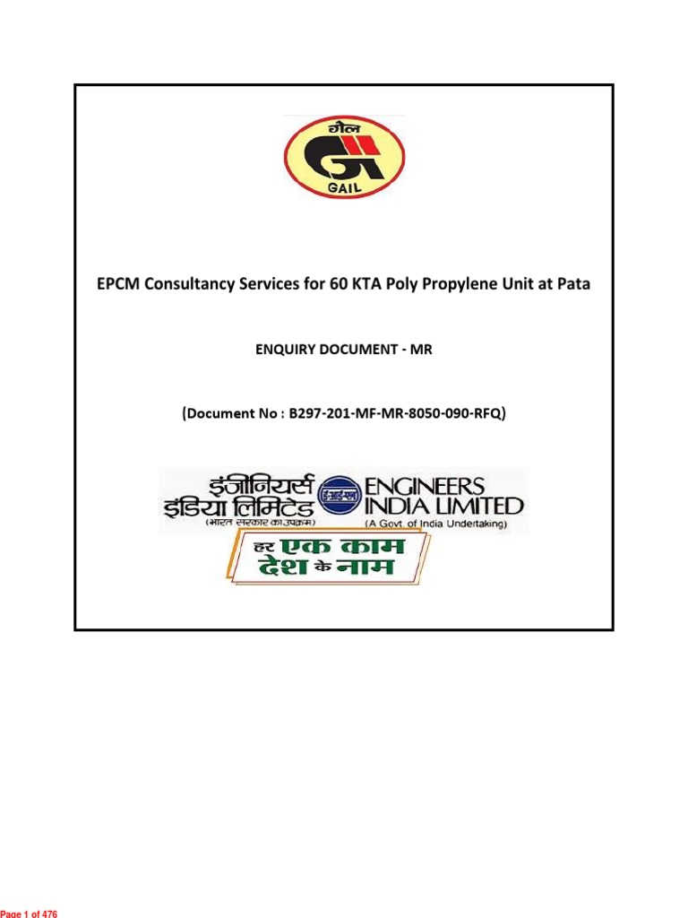 EPCM Consultancy Services For 60 KTA Poly Propylene Unit at Pata | PDF | Audit | Petrochemical