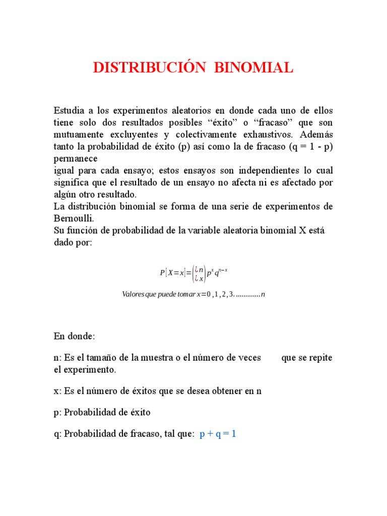 Distribución Binomial e Hipergeométrica | PDF | Probabilidad | Matemáticas
