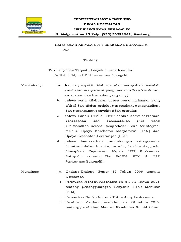 Pemerintah Kota Bandung Dinas Kesehatan Upt Puskesmas Sukagalih Jl ...