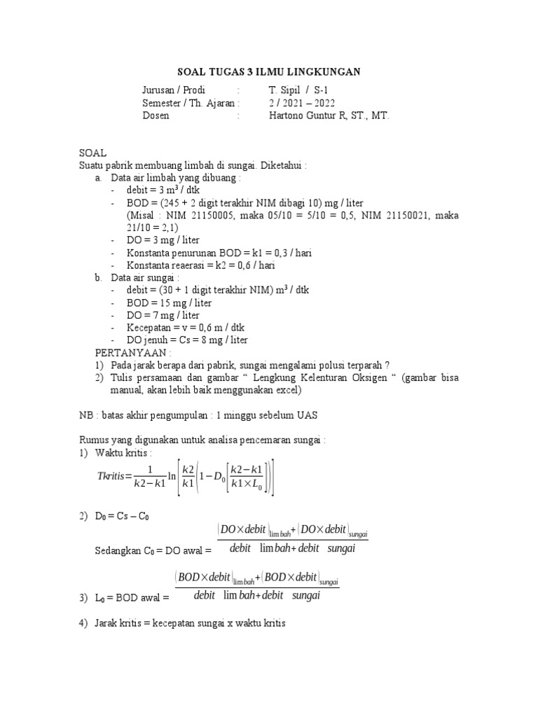 SOAL TUGAS 3 LINGKUNGAN - Angkatan 2021 | PDF