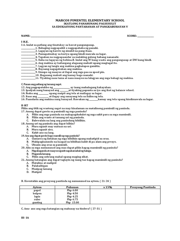 PT - Epp 5 - Q3 | PDF