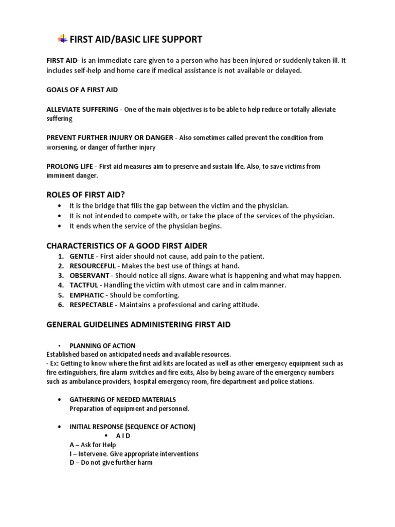 First Aid/Basic Life Support | PDF | Cardiopulmonary Resuscitation | Burn