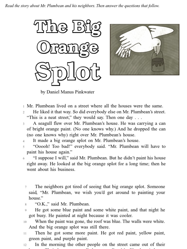 The Big Orange Splot - Story | PDF