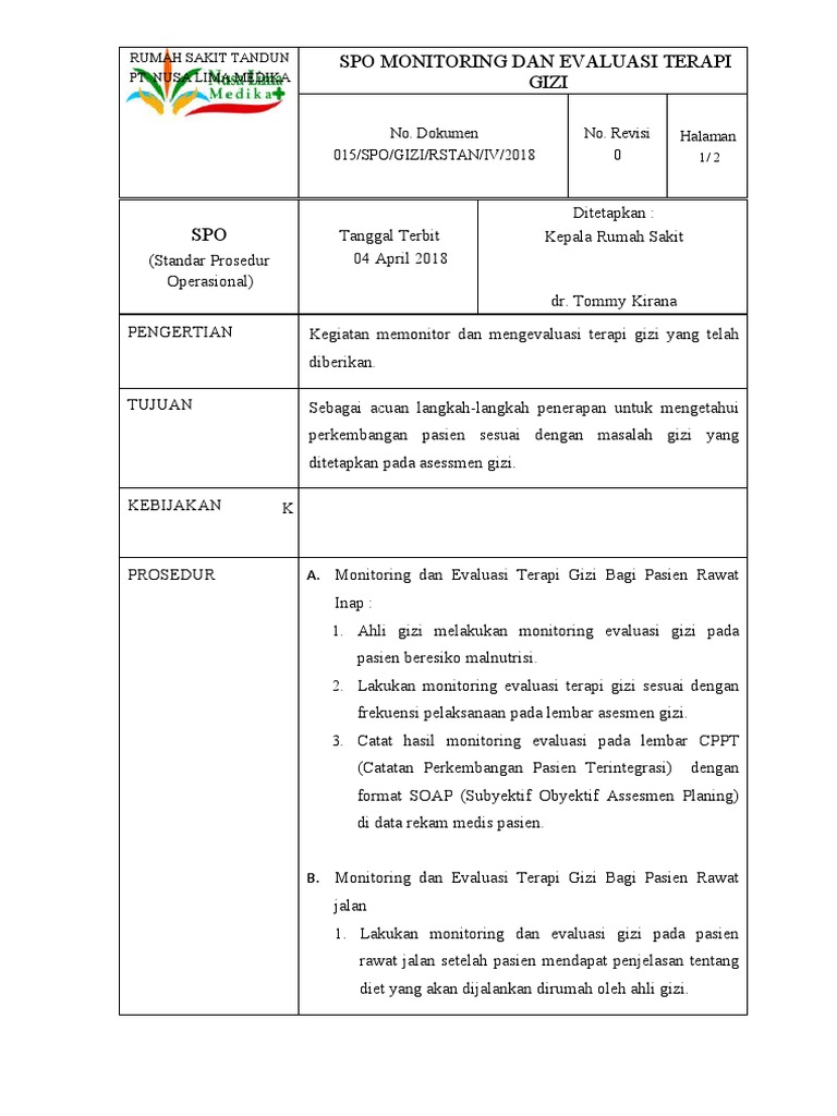GIZI. Spo Monitoring Evaluasi Terapi | PDF