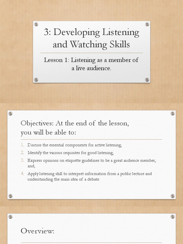 Chapter 3 Lesson 1 Listening as a Member of a Live Audience | PDF | Perception | Idea