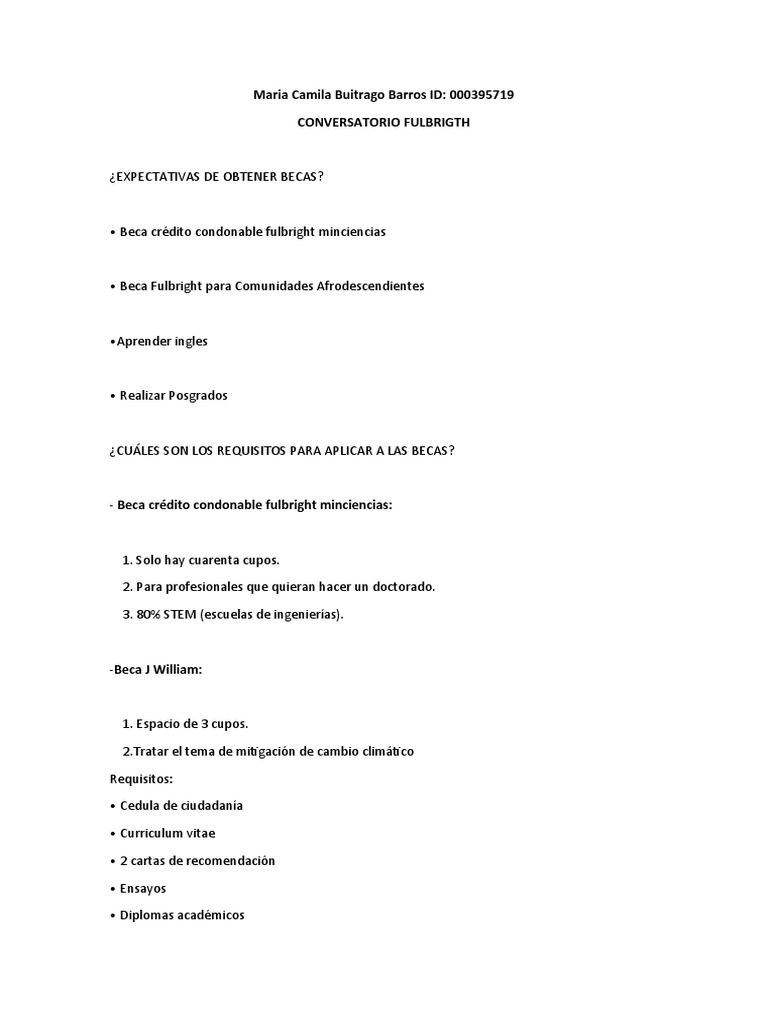 Conversatorio Becas Fullbrigth | PDF